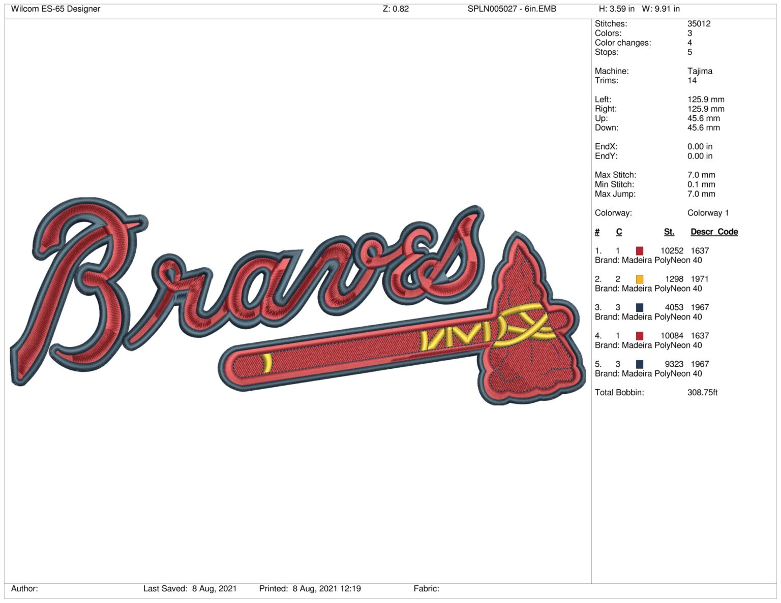 Atlanta Braves - Jersey Logo (2018) - Baseball Sports Embroidery Logo ...